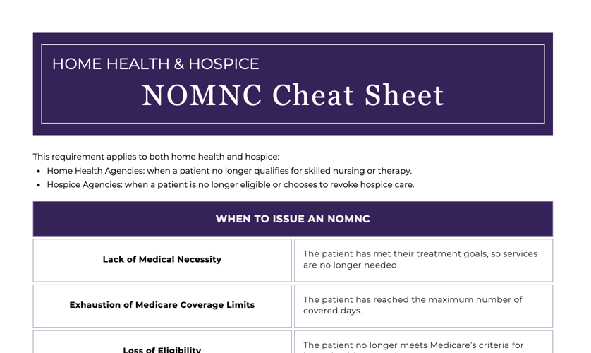 Downloadable NOMNC Cheat Sheet
